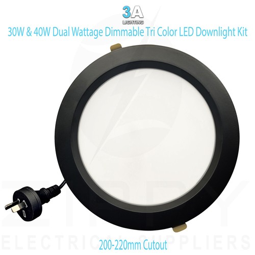 30W & 40W Dual Wattage Dimmable Tri Color LED Downlight Kit | 200-220mm ...