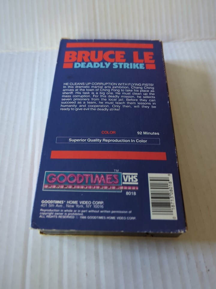 DEADLY STRIKE (vhs) Bruce Le. VG Cond. Rare. Martial Arts. Kung Fu ...