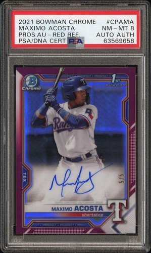 2021 Bowman Chrome Maximo Max Acosta 1st True Red Refractor Auto /5 PSA ...