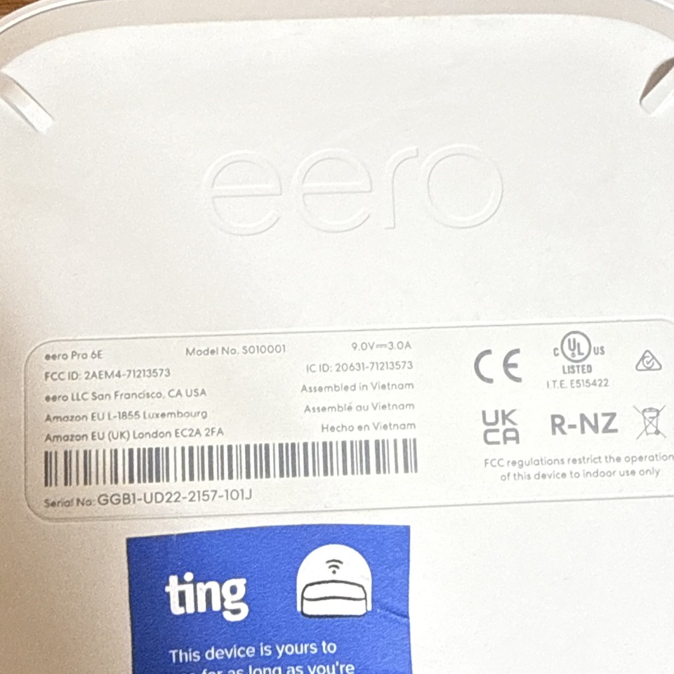 Eero Pro 6E Tri-Band Mesh Wi-Fi 6E Single Unit S010001- Open Box Used ...
