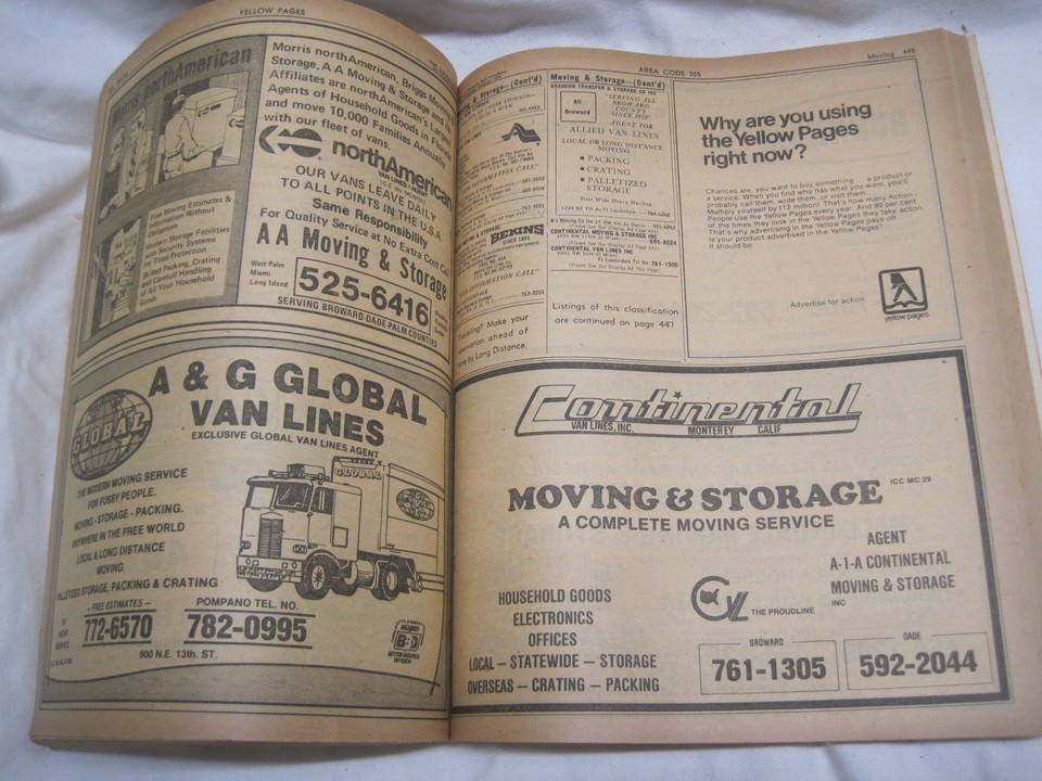 Vtge Southern Bell Phone Book "The Real Yellow Pages" Hollywood Florida ...