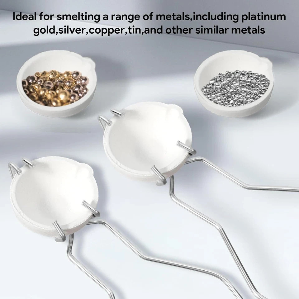 9 Pcs Crucibles for Melting Metal Kit, 6 Ceramic Quartz Crucibles, 3 ...