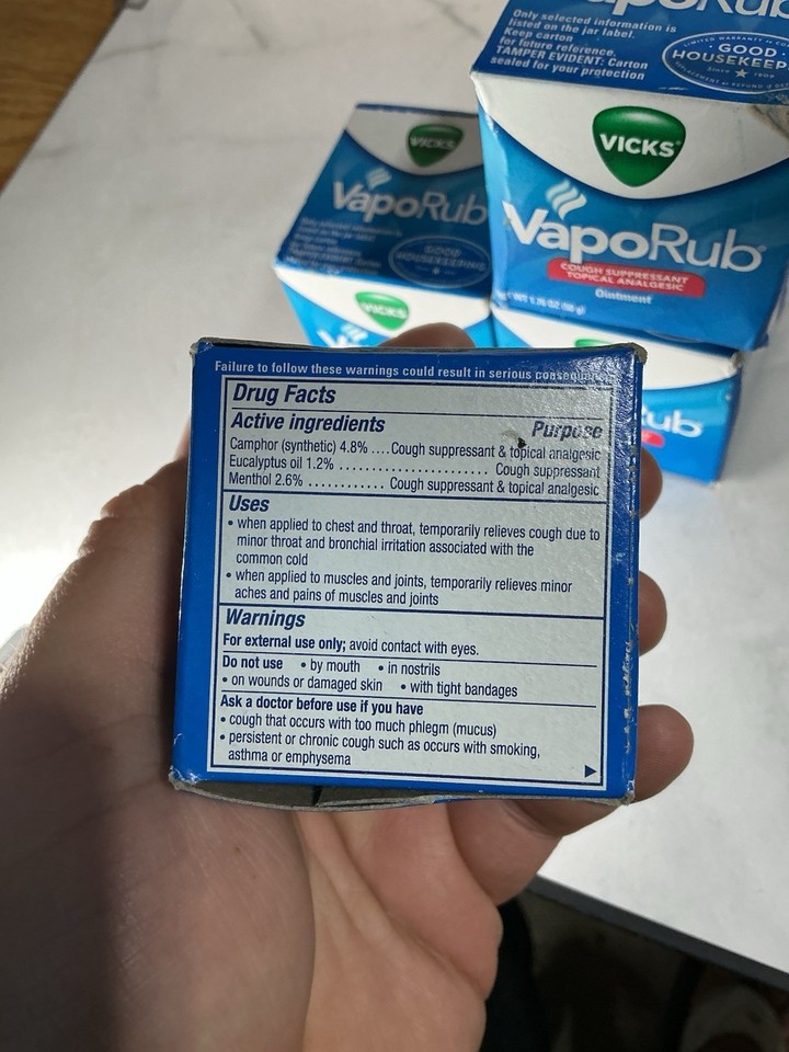 4X Vicks VapoRub Cough Suppressant Topical Chest Rub 1.76oz Box Damage ...