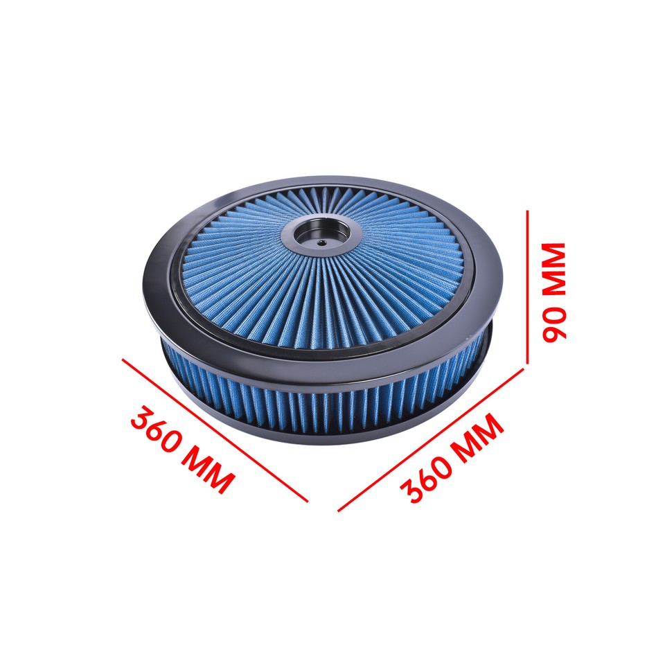 14" x 3" Super Flow Air Cleaner Washable Recessed Blue Filter Black Top ...