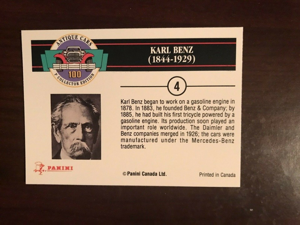1992 Antique Cars #4 - Karl Benz (1844 - 1929) | eBay