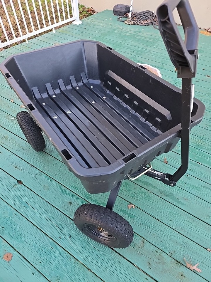 Ground Work Carts Heavy Duty Poly Yard Dump Cart Garden Wagon with 13 ...