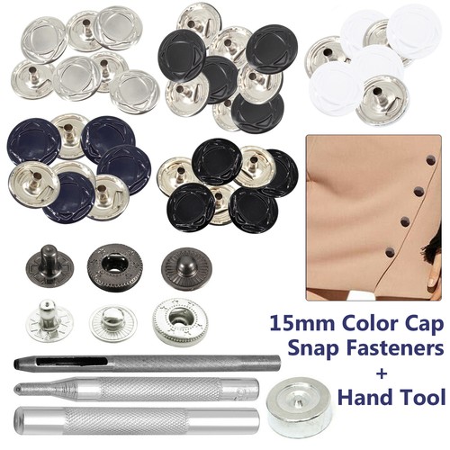 15mm S Spring Press Studs Snap Fasteners with 4 Parts Fixing Hand Tool ...