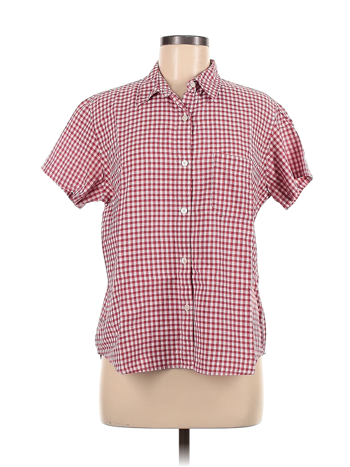 Columbia Women Red Short Sleeve Button-Down Shirt L | eBay