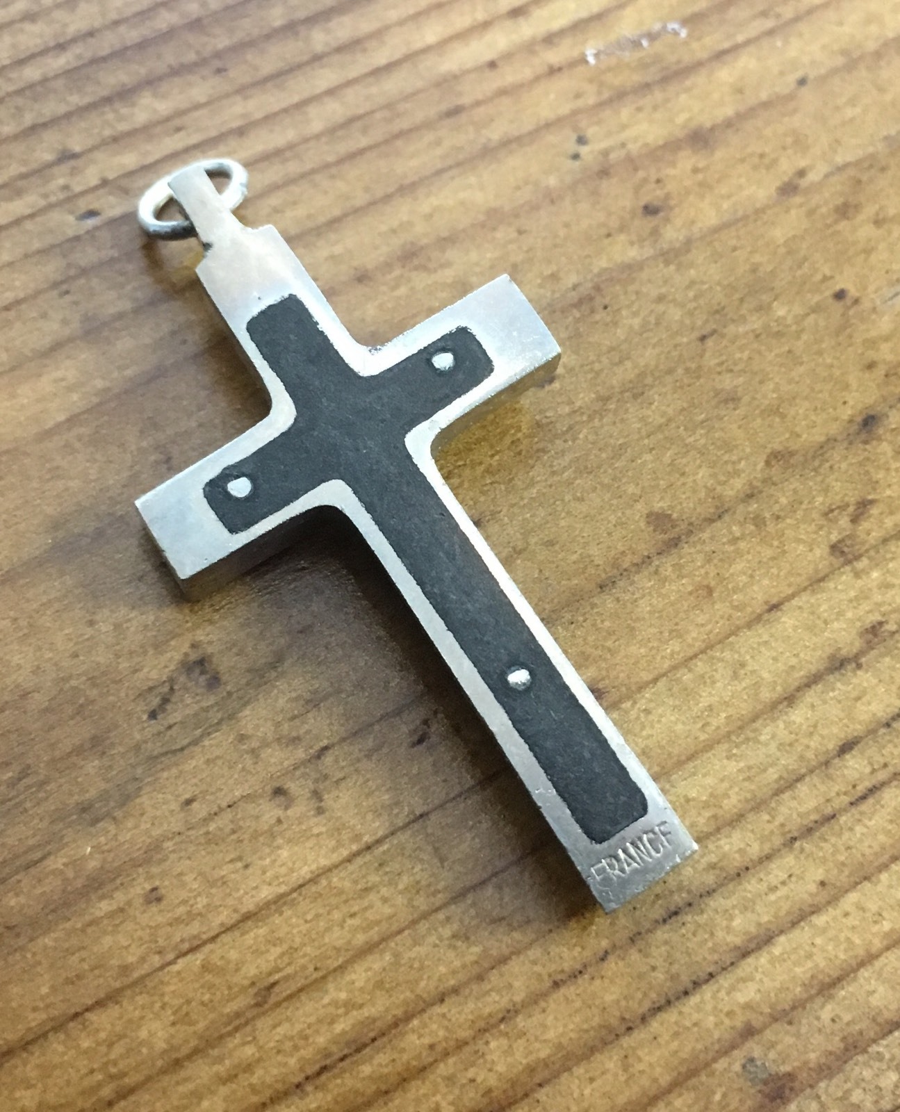 Vintage Ebony & Nickel Parsons Pectoral Crucifix Cross Religious Rosary ...