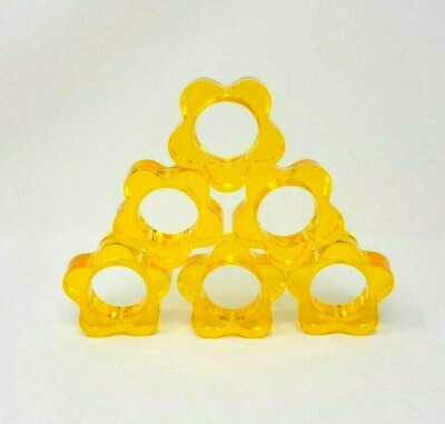 6 Clear YELLOW Lucite Acrylic Napkin Flower Rings Vintage MCM | eBay