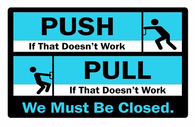 PUSH, PULL Funny Metal Aluminium Sign Door Gate Shop Pub Office Plaque ...