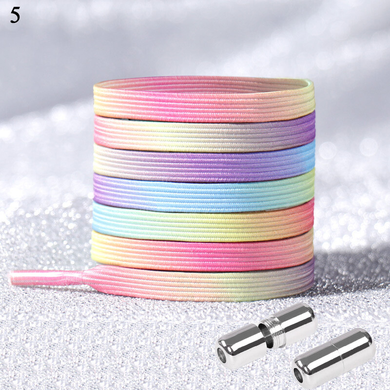 Gradient Color Shiny Shoes Laces Double Buckle Lazy Shoelaces Shoe ...
