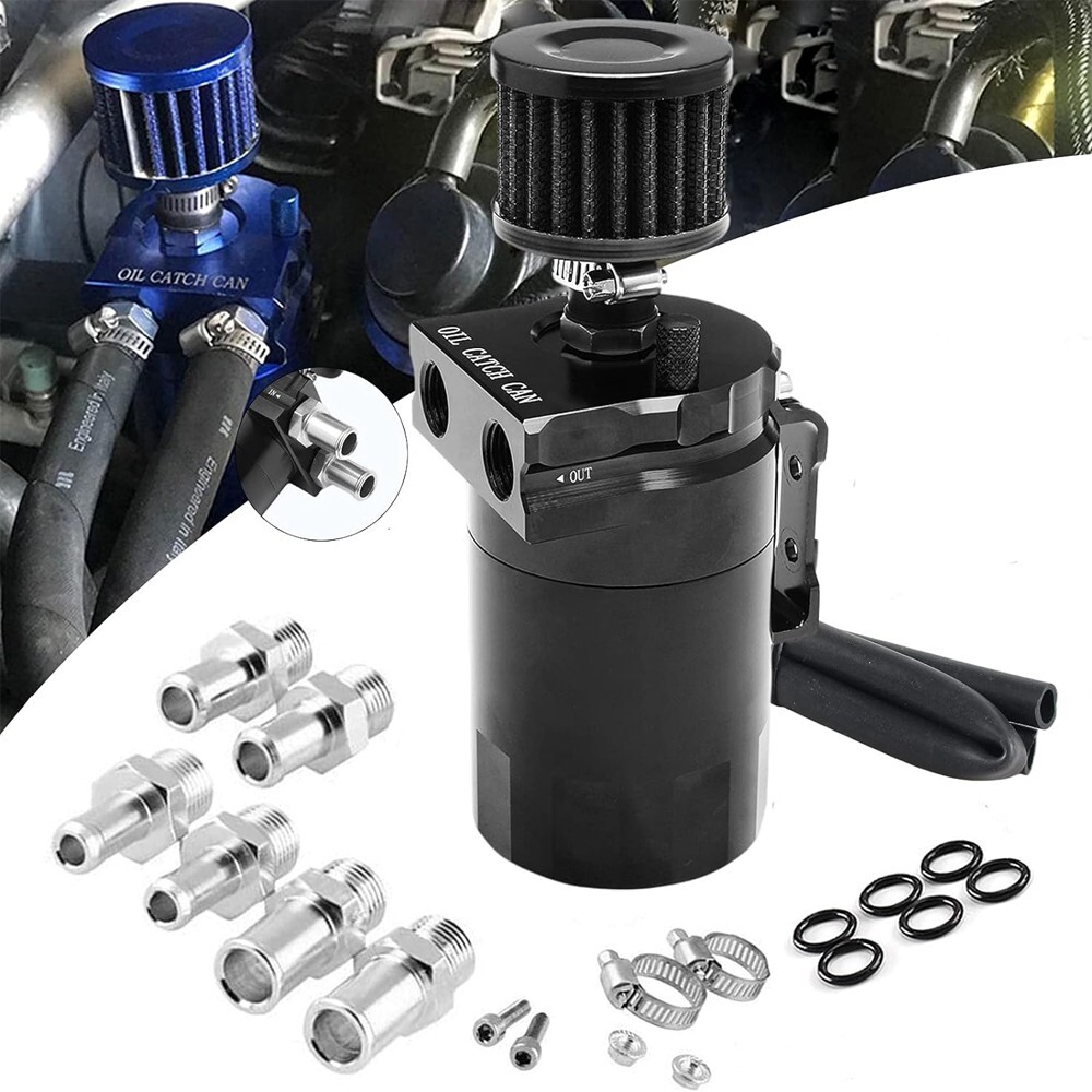 Universal Oil Catch Can Tank Kit Polish Baffled Reservoir with Breather ...