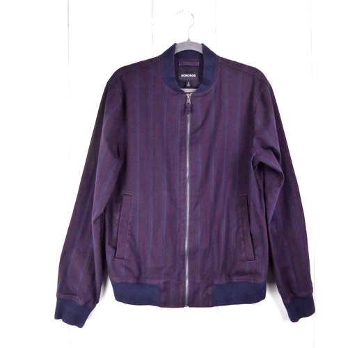 Bonobos Jacket Mens SZ M The Boulevard Bomber Jacket Purple Striped ...