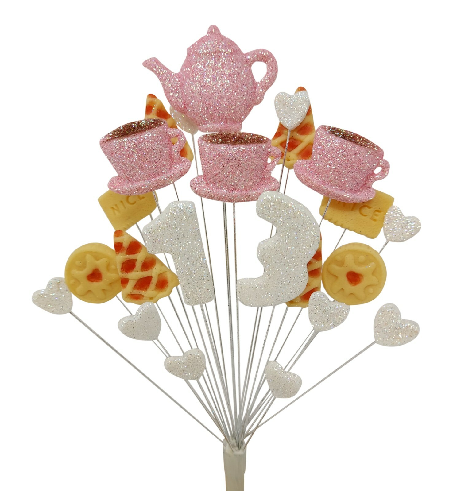 AFTERNOON TEA BIRTHDAY CAKE TOPPER PINK/WHITE 21st 30th 40th 50th 60th ...