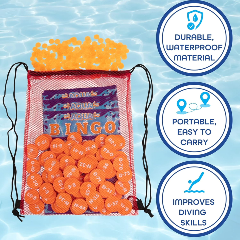 Aqua Pool Bingo Diving Game for Adults & Kids- Swim for & Call 75 ...