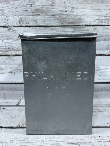 VTG Philadelphia Med. Lab PA Embossed PAINTED Silver Delivery Porch Box ...