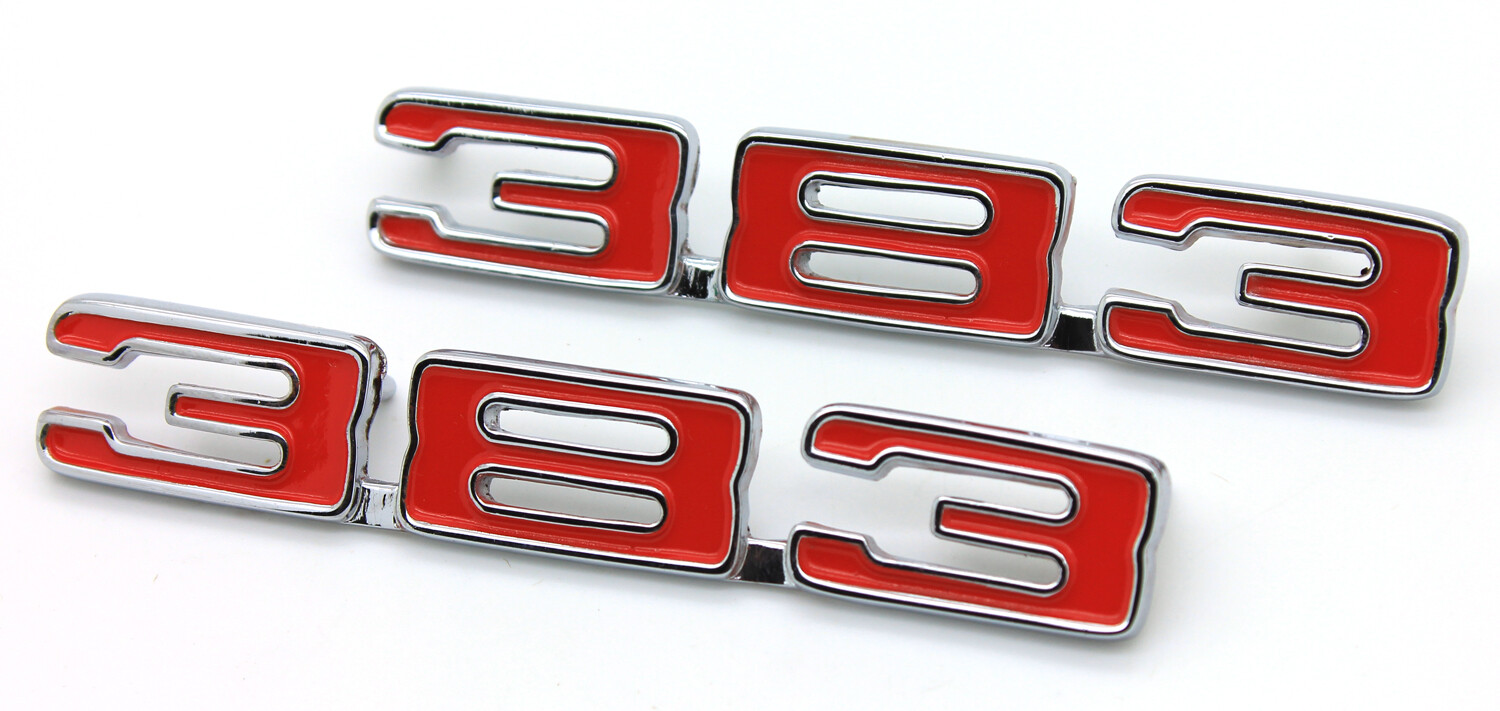 NEW 383 Front Fender Emblem PAIR Red Trim Engine Badge / For 1968 ...