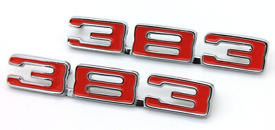 NEW 383 Front Fender Emblem PAIR Red Trim Engine Badge / For 1968 ...