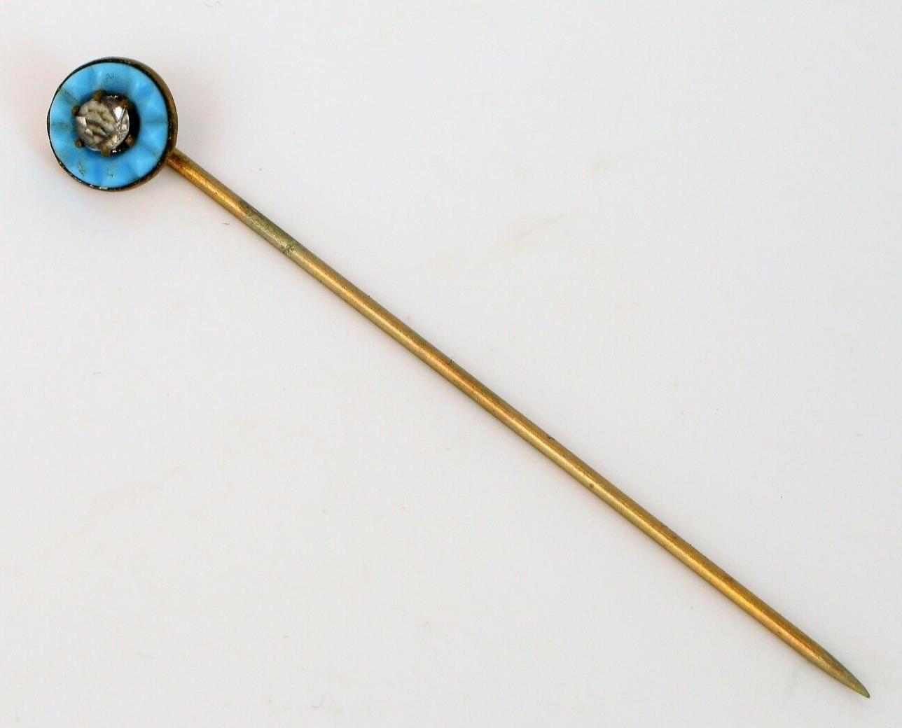 VTG BEAUTIFUL VICTORIAN ERA HAT STICK PIN BROOCH BLUE HALO CZ TURQUOISE ...