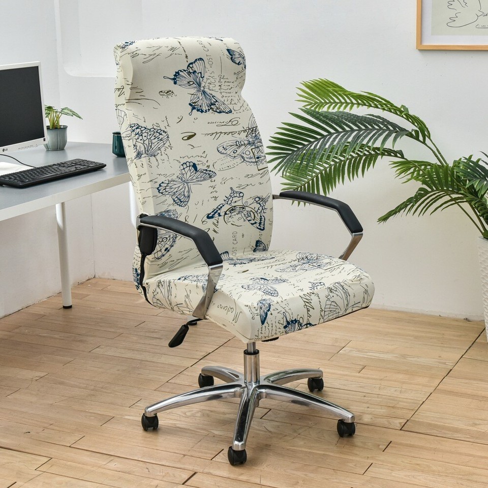 Printed Office Chair Cover Stretch Computer Rotate Seat Slipcover for ...