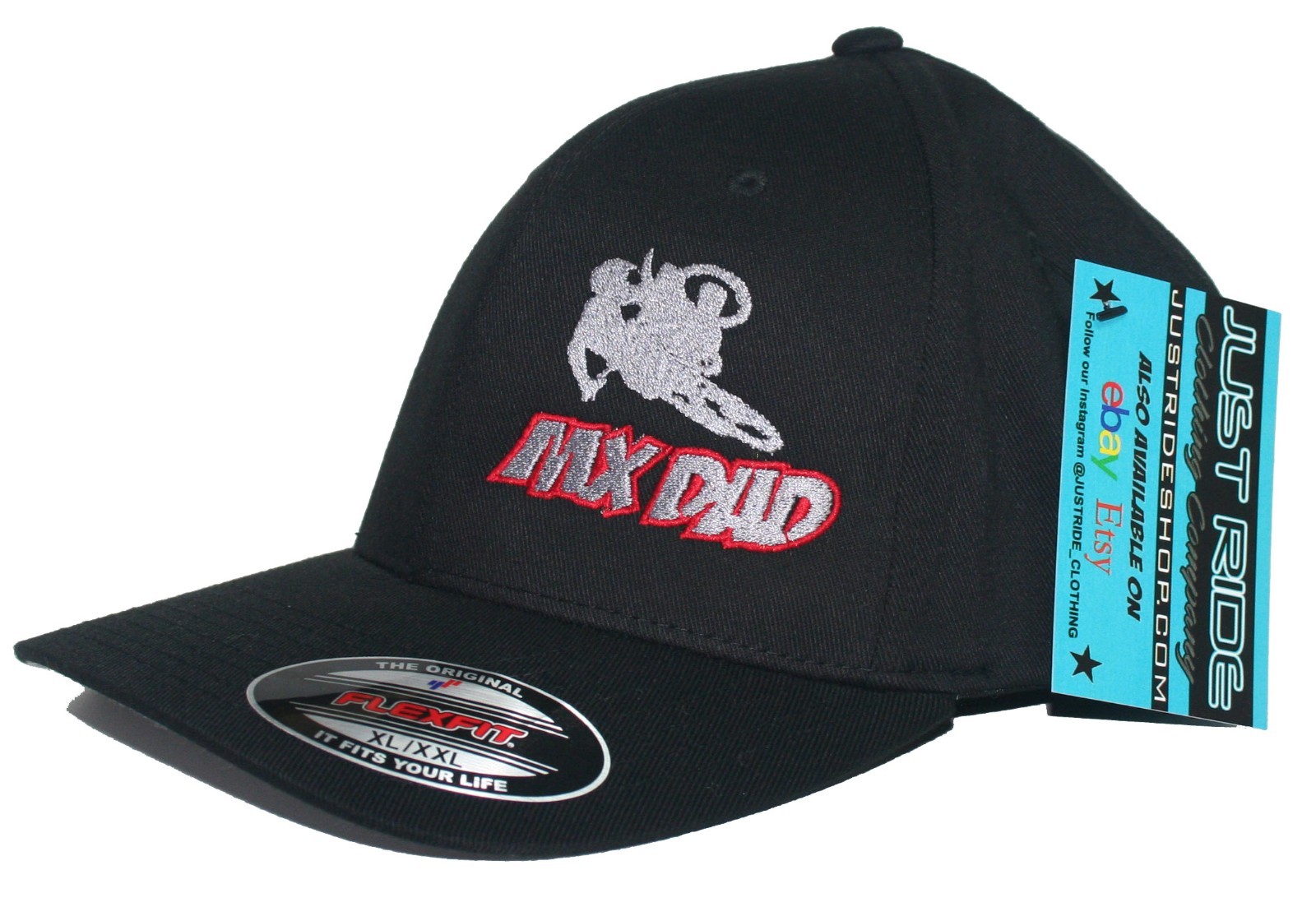 MX DAD FLEXFIT HAT FITTED CAP MOTOCROSS MOTO FATHER DIRT BIKE JUST RIDE ...