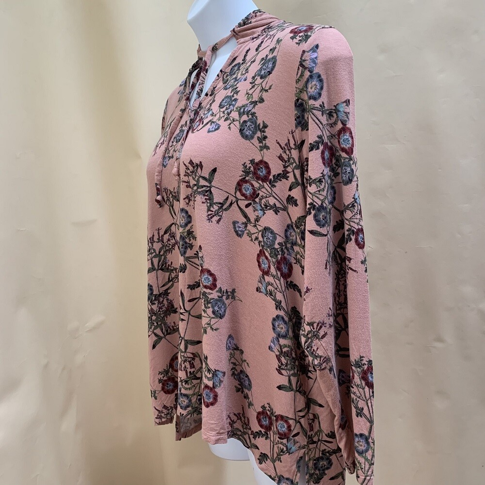 Tabitha Webb 2X Hoodie Top Dusty Rose Floral Long Sleeve Comfy Plus ...
