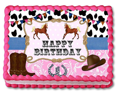 Little Pink Cowgirl Edible Image Western Birthday Party Edible DIY Cake ...