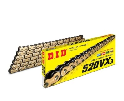 DID Chain 520 VX3 Premium X-Ring GOLD/BLACK Made In Japan 120 Links ...