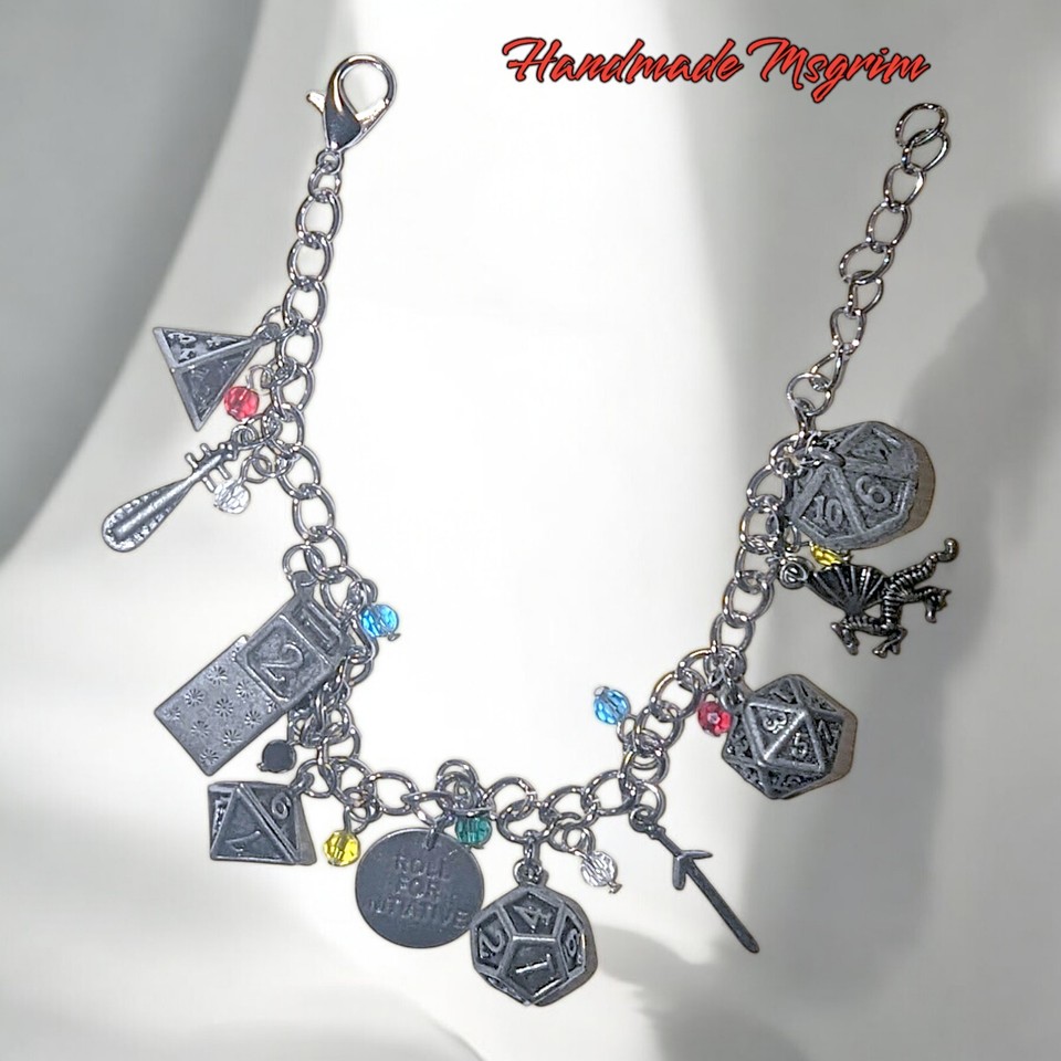 DnD Charm Bracelet Dungeons Dragons Jewelry Handmade Dice Jewelry | eBay