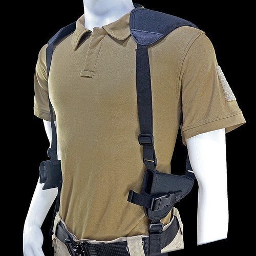 New Black Tactical Horizontal Shoulder Holster W/ Speed-loader Pouch 2 ...
