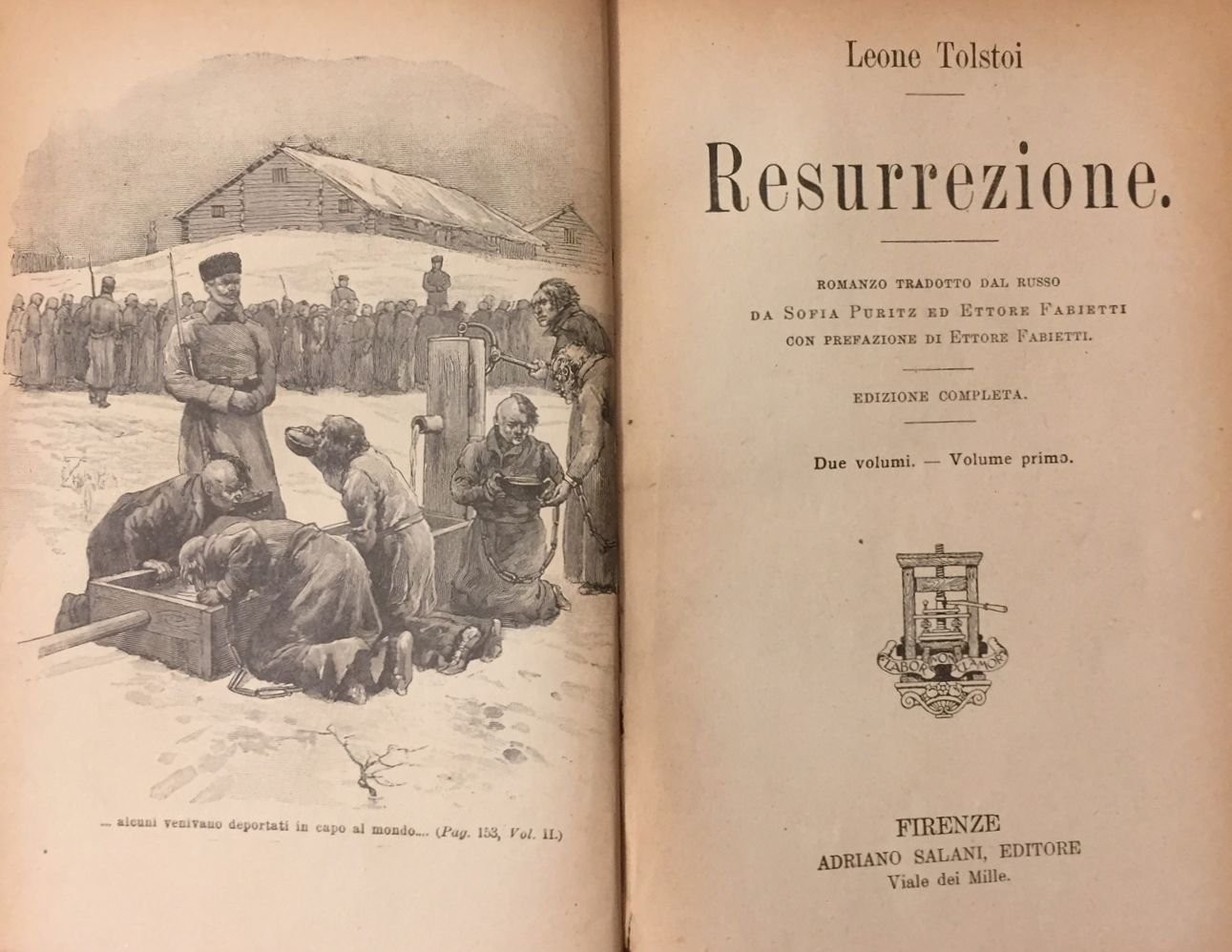 Resurrezione. Romanzo tradotto dal russo da S. Puritz ed E. Fabietti ...
