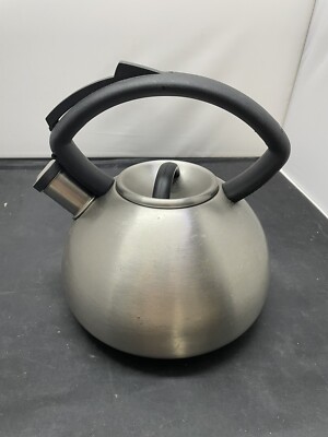 Copco Tea Kettle Water Pot Stainless Whistling Black Handle Vintage. | eBay