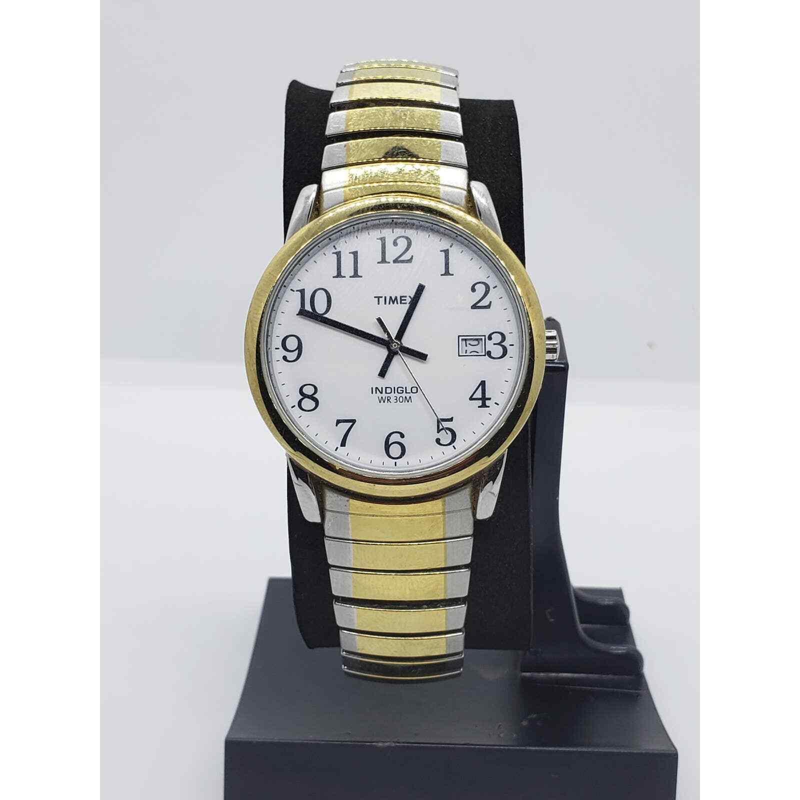 Men's Timex Indiglo watch, Classic style face. Two toned band. Date on ...