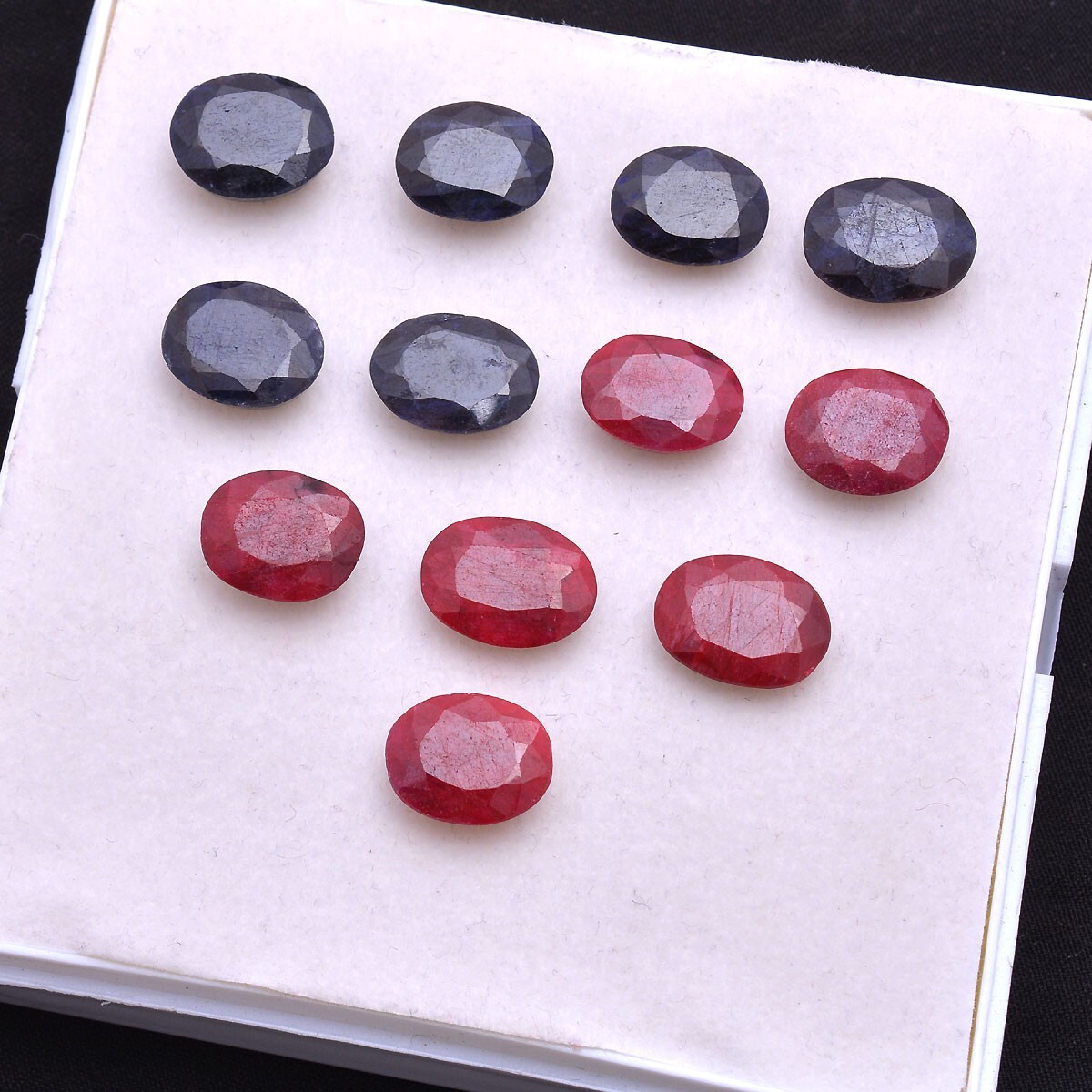 12 Pcs Natural Ruby & Blue Sapphire 13mm-14mm Oval Cut Huge Loose ...