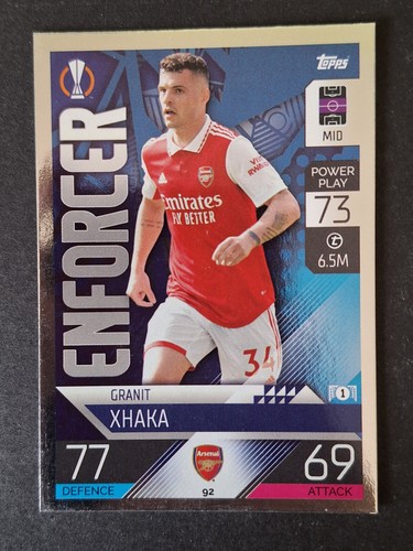 Granit Xhaka 92 Arsenal Topps Card Champions League 2022-23 Match Attax ...