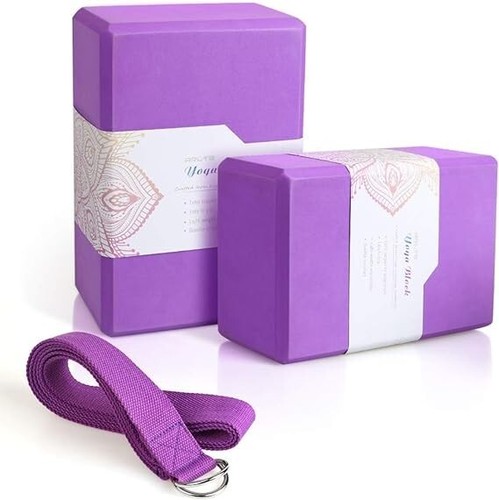 Yoga Block 2 Pack Yoga Blocks and Strap Set, 2 Pack Stretch Blocks with ...