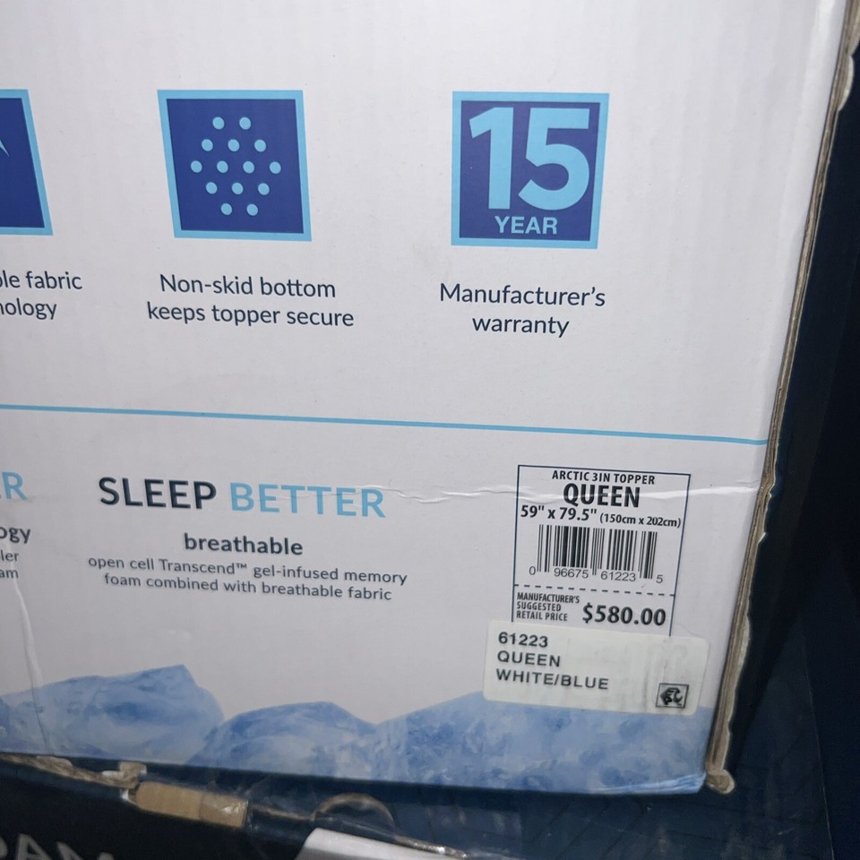 SensorGel Sensor Gel Arctic 3” Memory Foam Bed Topper - Queen | eBay