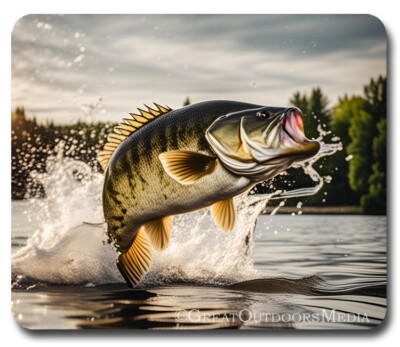 Smallmouth Bass Fishing ~ Mousepad / PC Mouse Pad ~ Fisherman Fishing ...