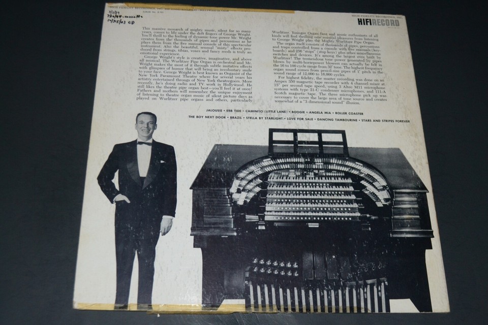 George Wright Plays the Mighty Wurlitzer Pipe Organ~Easy Listening ...