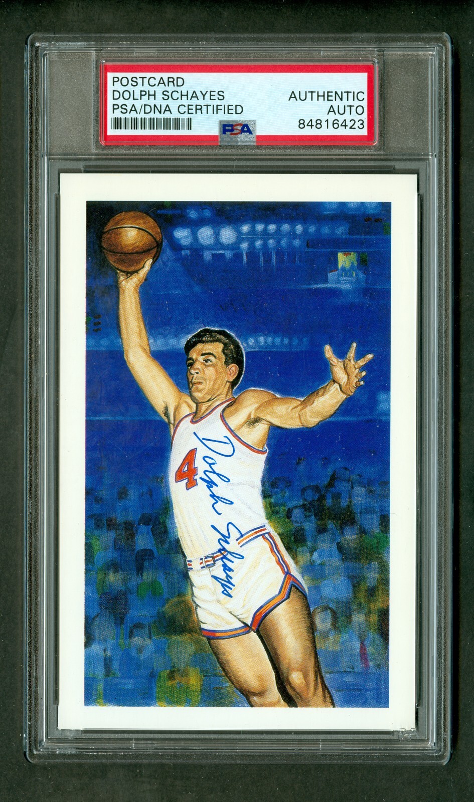 Dolph Schayes Ron Lewis Art Hall of Fame Postcard PSA/DNA Encased ...