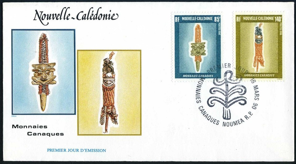 New Caledonia 629-630,FDC.Michel 870-871. Kanakan money,1990. | eBay