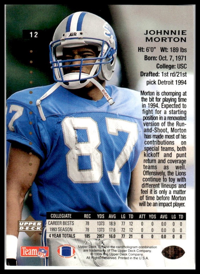 1994 SP #12 Johnnie Morton | eBay