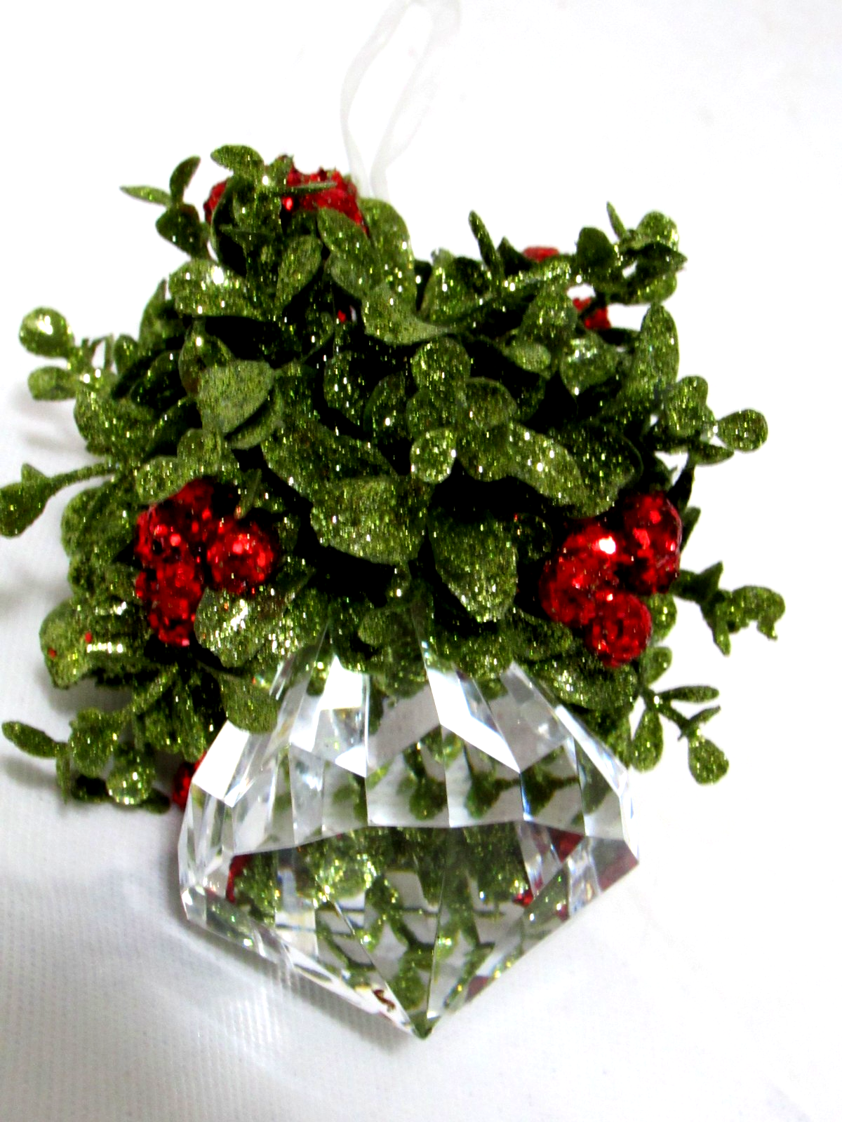 Christmas Ornament Kissing Mistletoe Jewel 5" Acrylic Krystal Diamond ...