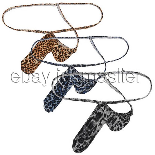 Leopard Style Pouch Bikini Thongs Men's Underwear Sexy T-back Fashion G ...