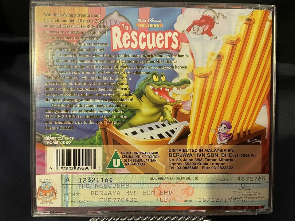 The Rescuers Disney Movies VCD Kids Movies VCD Video CD RARE | eBay