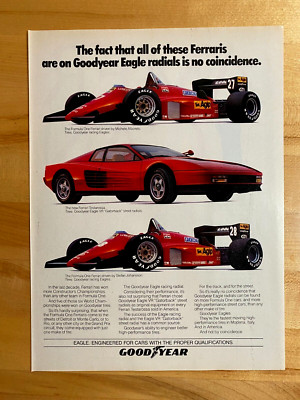 1985 Vintage Print Ad Goodyear Ferrari Testarossa Formula One | eBay