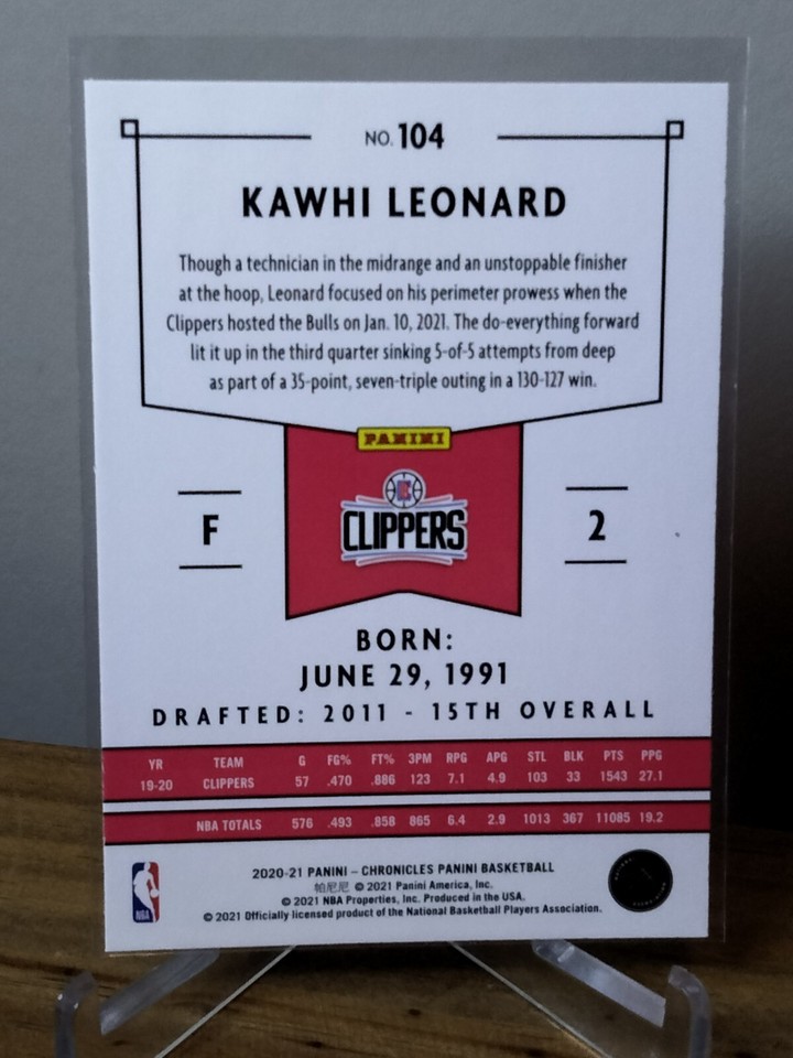 KAWHI LEONARD 2020-21 Panini Chronicles Panini PINK PARALLEL #104 LA ...