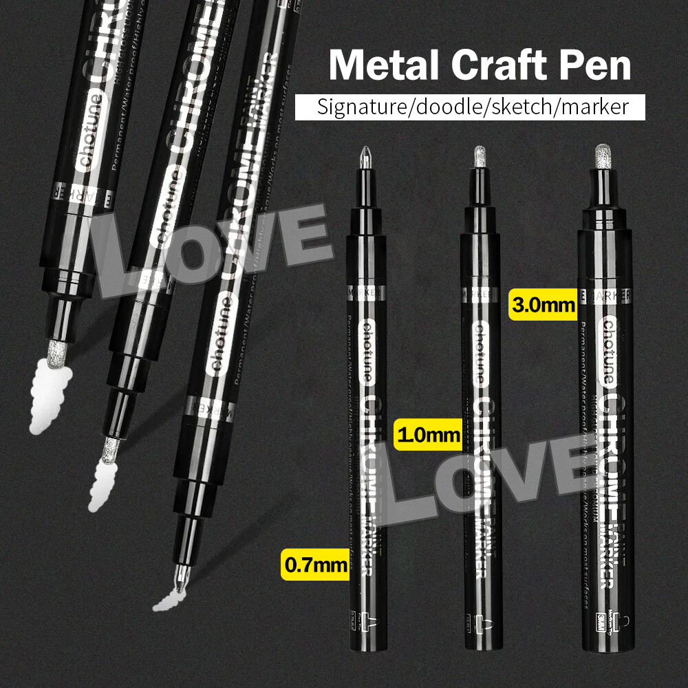 3pcs Liquid Chrome Marker Mirror Liquid Markers Pen Chrome Paint Pen ...