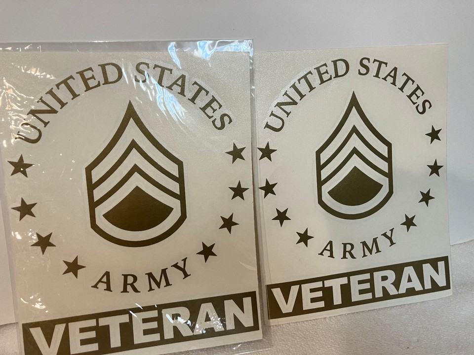 (2) - E-6 Staff Sergeant Veteran US Army Rank Sticker Die Cut Decal SSG ...